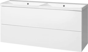 Mereo Mereo, Aira, koupelnová skříňka s umyvadlem z litého mramoru 121 cm, bílá, dub, šedá, CN713M