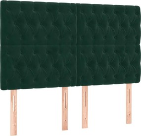 Box spring postel s matrací a LED tmavě zelená 140x200 cm samet 3136308