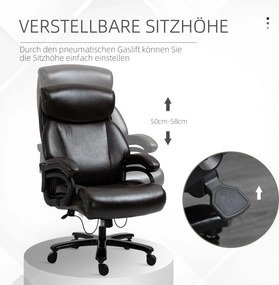 Kancelářská židle Vinsetto manažerská židle herní židle ergonomicky výškově nastavitelná s funkcí houpání, silné čalounění s nosností až 180 kg |