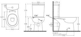 Sapho - WC kombi s bidetovou sprškou zadní odpad, keramika/bílá