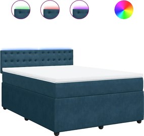 Box spring postel s matrací modrá 140 x 200 cm samet 3290074