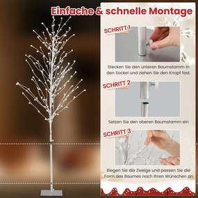 Costway Dekorační LED bříza 186 cm s teplým bílým světlem