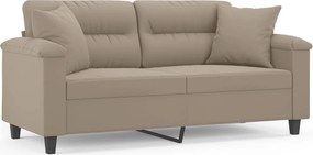 2místná pohovka s polštáři taupe 140 cm tkanina z mikrovlákna 3200971