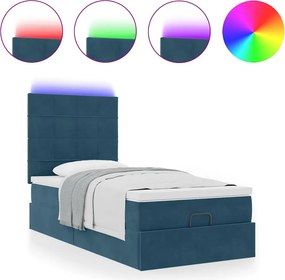 Osmanský rám postele s matracemi tmavě modrá 90x200cm samet 3314298