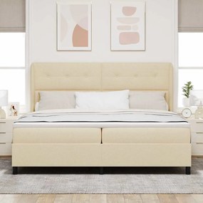 Postel s boxspringem s čelo Krémová 200 x 200 cm textil 3340590