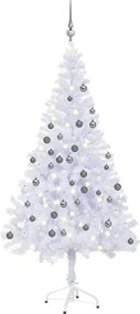 vidaXL Umělý vánoční stromek s LED a sadou koulí 180 cm 620 větviček [3077661] Barva: Bílo-šedá