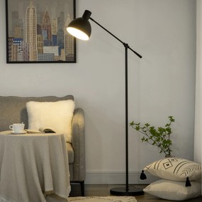 HOMCOM Stolní lampa v průmyslovém designu, výškově nastavitelná, nožní spínač; 30 m x 30 cm x 131 cm, černá