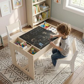 Costway Multifunkční dětský stůl2Sada dětských dřevěných židlí s odnímatelnou