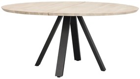 Bělený dubový jídelní stůl Carradale 150 cm s černými nohami V