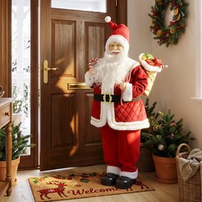 HOMCOM Zpívající Santa Claus, 120 cm, životní velikost, animovaný, s rotující hlavou a pohyblivými pažemi