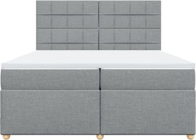Box spring postel s matrací světle šedá 200 x 200 cm textil 3293687