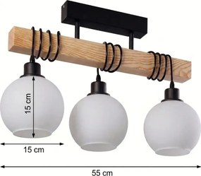 BRILAGI - Přisazený lustr WOOD GLASS 3xE27/60W/230V borovice/černá/bílá