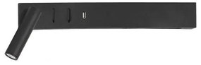 Nova Luce Nástěnné LED svítidlo VIDA, USB nabíjení, 3000K, čtecí lampička 1x3W Barva: Černá