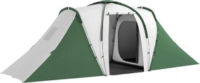 Rodinný tunelový stan Outsunny pro 4-6 osob 555x225x190 cm, voděodolný 3000 mm a skládací s 2 ložnicemi a batoh na výlet | Aosom