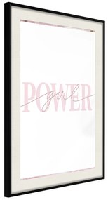 Plakát Power Girl - anglický text na bílém kontrastním pozadí