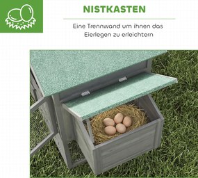 Dřevěný kurník pro slepice s volným výběhem hnízdní box s rampou výsuvný tác pro 2-4 slepice 168x75x103cm šedý