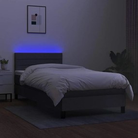 Box spring postel s matrací a LED tmavě šedá 100x200 cm textil 3133214