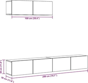 3dílný set TV skříněk šedý sonoma kompozitní dřevo 3114484