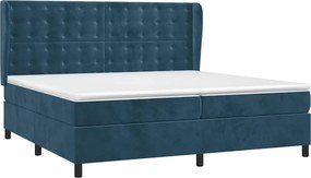 Box spring postel s matrací tmavě modrá 200x200 cm samet 3129475