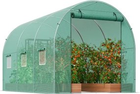 Walk-in tunelový skleník 3,45 × 1,95 × 1,92 m pozinkovaný rám PE kryt zelený