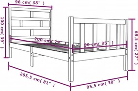 vidaXL Rám postele masivní borovice 90 x 200 cm [3101336] Barva: Černá