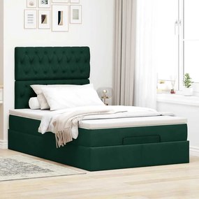 Osmanský rám postele s matracemi tmavě zelená 120x200cm samet 3314387