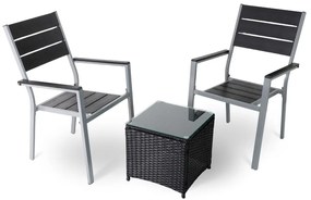 Zahradní balkonový set Renio - 2 místa, černá / šedá