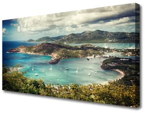 Obraz na plátně Záliv Loďky Krajina 125x50 cm