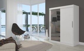 ADRK Furniture Skříň posuvná se zrcadlem BIANCO 150