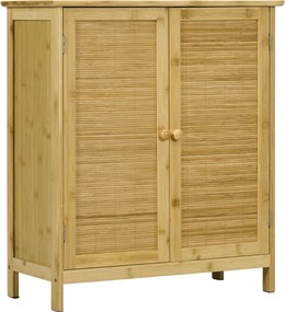 HOMCOM Komoda v Boho stylu z ratanu a bambusu, dvoudveřová s vnitřními policemi, 60x27x67,5 cm, přírodní barva