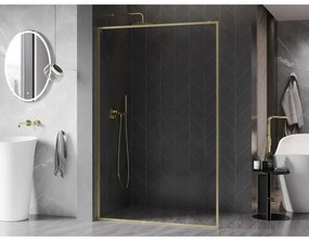 Mexen, Mexen Kioto-XF sprchová stěna s rámem 70 x 202 cm, průhledná 10 mm, broušené zlato - 800-070-104-55-00-X