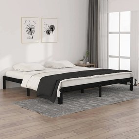 810389 vidaXL Rám postele černý masivní borovice 200 x 200 cm