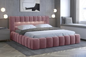 Eltap Čalouněná postel Lamica s úložným prostorem - ocel Materiál a barva potahu: Monolith 63 - růžová, Rozměry (cm): 140x200