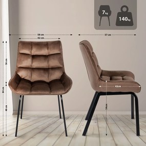 Sada 2 ks židle Saranda samet – hnědá
