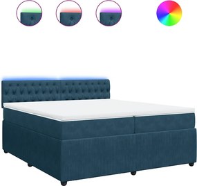 Box spring postel s matrací modrá 200 x 200 cm samet 3290140