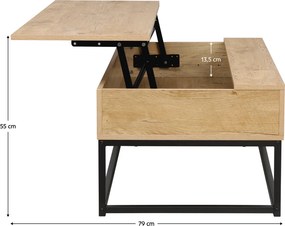 Konferenční stolek, dub/černá, LIVINA
