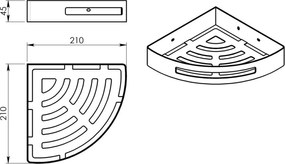 Gedy Gedy, SMART rohová sprchová police, 210x45x210mm, zlato mat, 247988