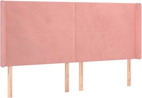 Čelo postele typu ušák růžové 203x16x118/128 cm samet 3119371