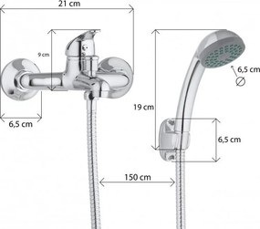 Vanová baterie TOMÁŠ se sprchou - chromová