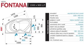 Santech FONTÁNA 150 x 90 cm SAFON150P vana akrylátová pravá