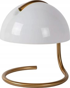 noční stolní lampa, moderní, kulatá, bílá, zlatá, do ložnice, 25 cm Lucide