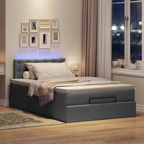 Osmanská postel s matrací &amp; LED tmavě šedá 120x190 cm látka 3312458
