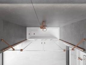 Mexen Velar Duo vanová zástěna 2-křídlová posuvná 200 x 150 cm, transparentní, kartáčovaná měď - 896-200-000-02-65