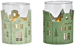 Skleněný svícen GREEN HOUSES 13 cm zelený - různé varianty