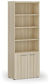 Kombinovaná kancelářská skříň PRIMO WOOD, dveře na 2 patra, 2128 x 800 x 420 mm, dub přírodní
