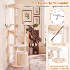 Costway Vnitřní škrabadlo 149 cm s ochranou proti převrhnutí a 4 sisalové