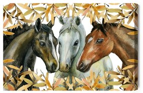 Obraz Koně V Podzimním Listí Nedostatek Nedostatek Plátno Canvas 30x20