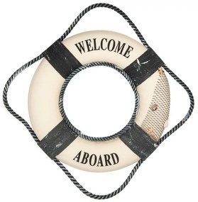 Bílo-modrá dekorace záchranný kruh Lifebuoy Nautic - Ø 31*6 cm