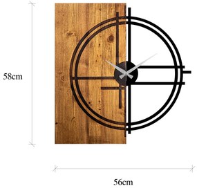 Wallexpert Dekorativní nástěnné dřevěné hodiny Wooden Clock 38, Světlý Ořech, Černá