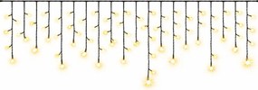 Easy Fix venkovní LED rampouchy, světelné, 300 × 50 cm, teple bílá s FLASH, 114 diod, černý kabel, IP67, prodlužovací